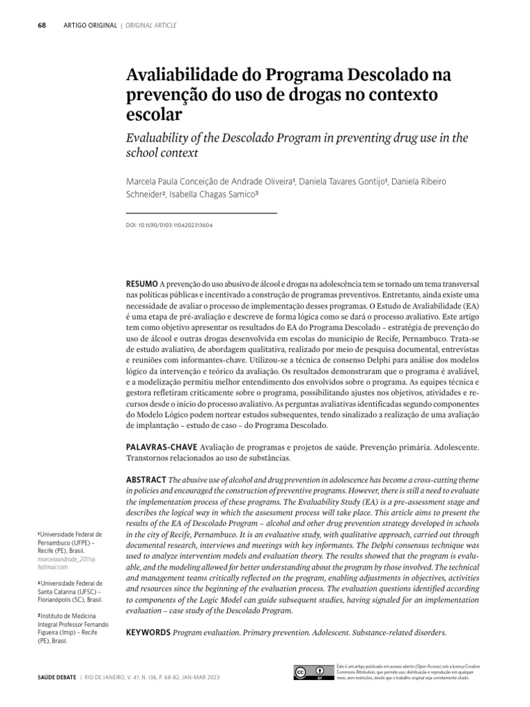 Avaliação do Programa Descolado em Recife | PDF | Pedagogia | Adolescência