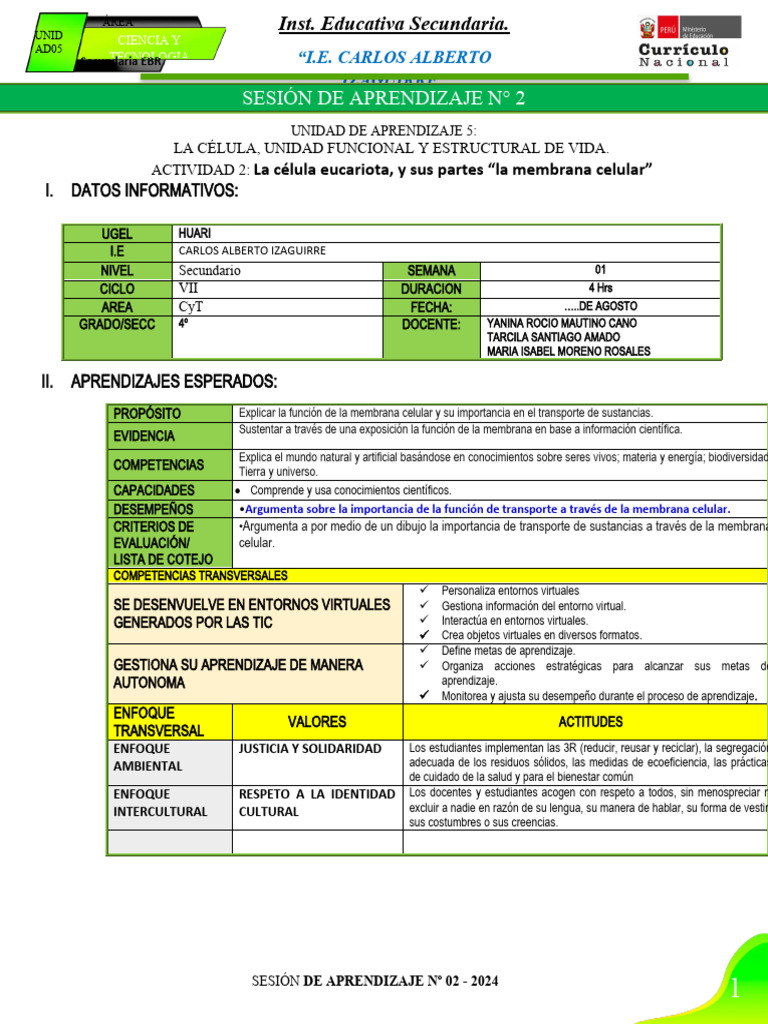 A-4º Ses Act 2-Cyt-Und 5 - Sem 1 | PDF | Aprendizaje | Evaluación