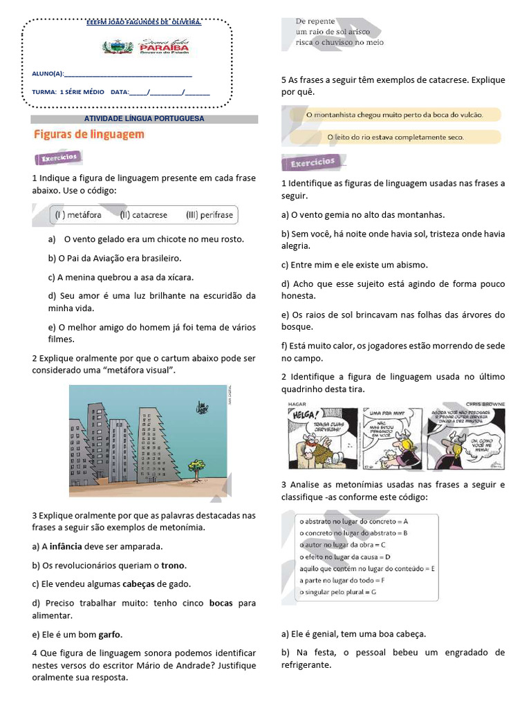 Figuras de Linguagem Exercicio1 | PDF