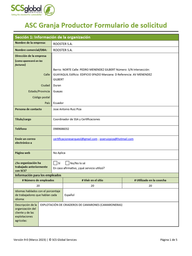 NR APP ASC Farm V9-0 032923 SPA | PDF | Finanzas y dinero