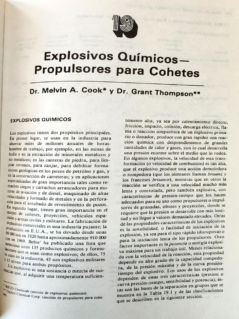 Explosivos Químicos - Propulsores para Cohetes | PDF