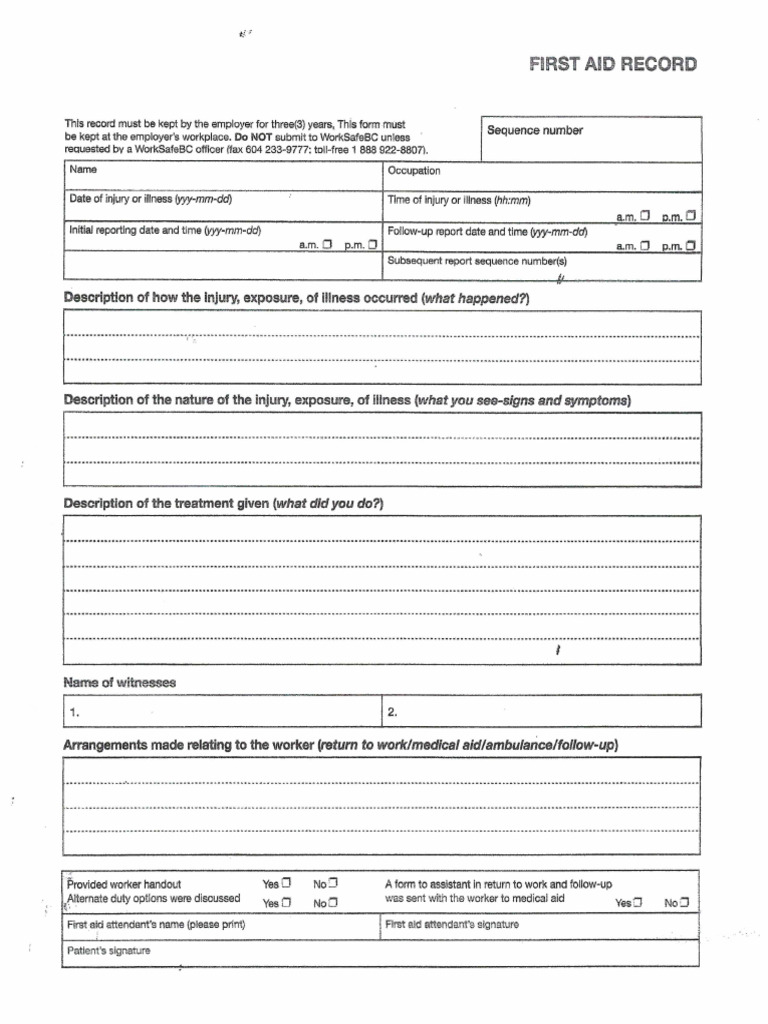 First Aid Record | PDF