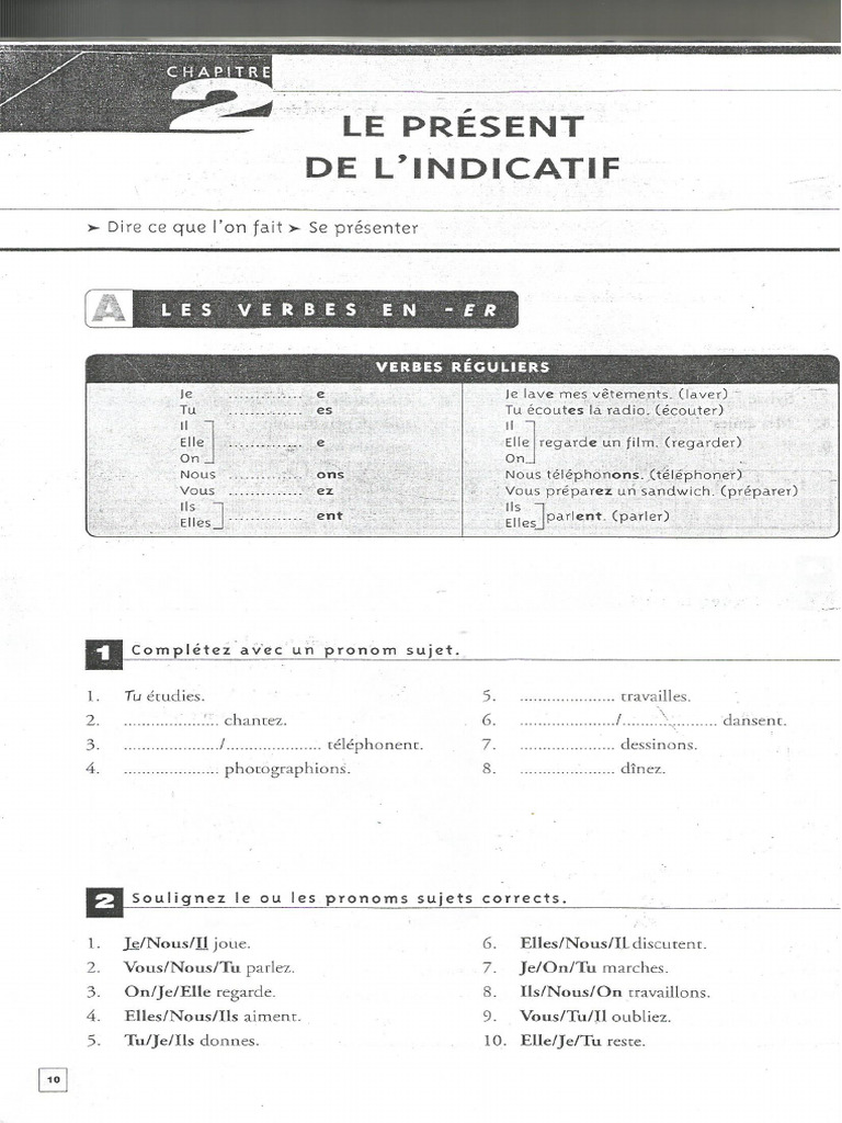 Le Présent d'Indicatif | PDF