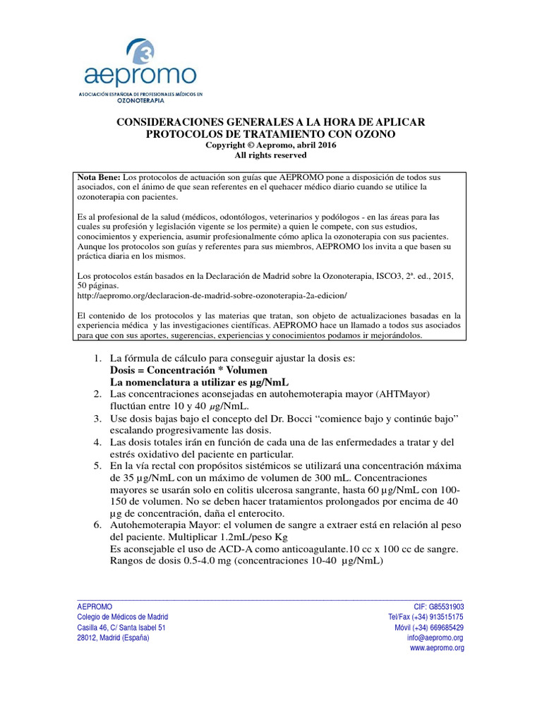 Ozono Consideraciones Generales | PDF | Especialidades Medicas | Medicina