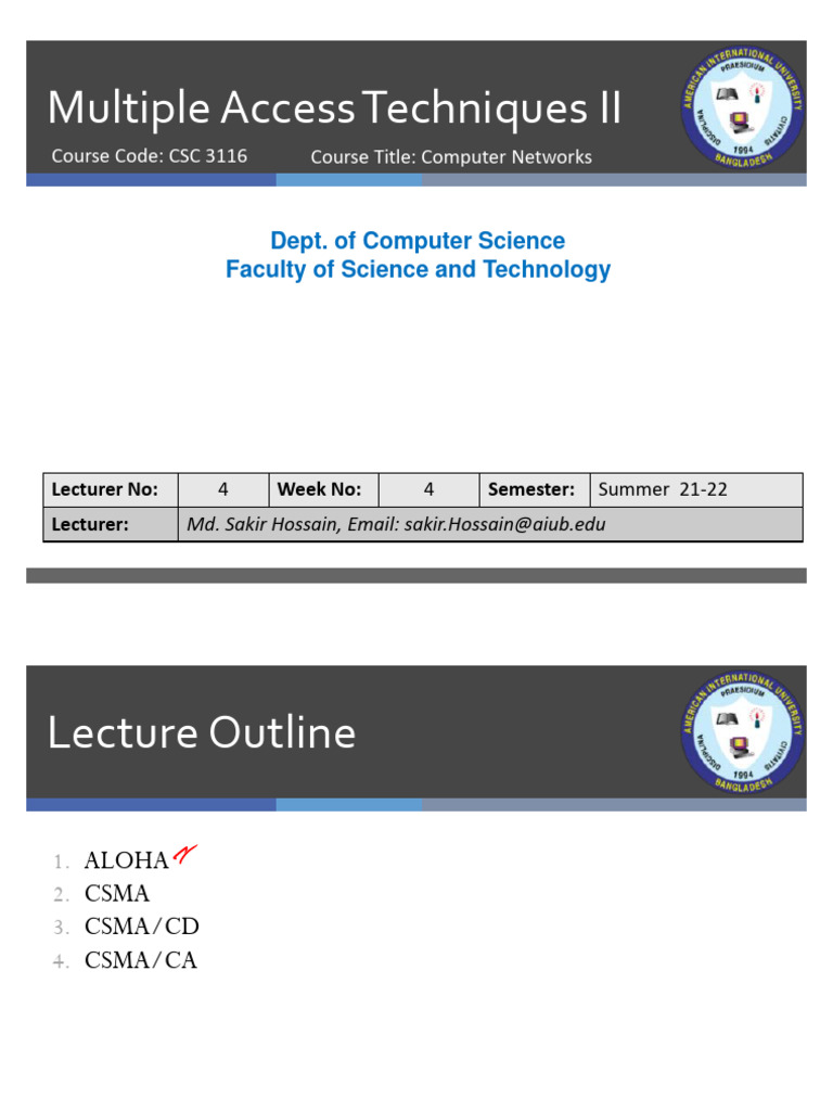 Cn Lecture 4 Datalink Layer Ii Fall22 Pdf Computer Engineering Network Architecture
