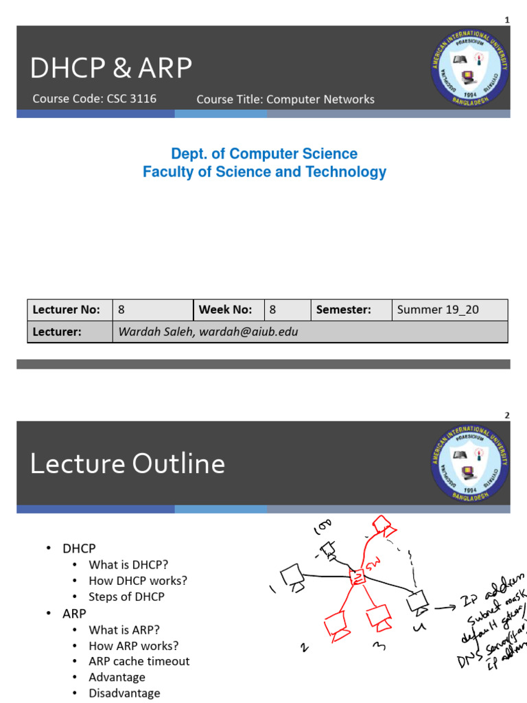 Ft Lecture 8 Dhcp Arp Fall22 | PDF | Ip Address | Internet Protocols