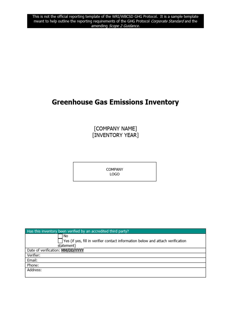 GHG Emissions Inventory Reporting Template | PDF | Climate Change ...