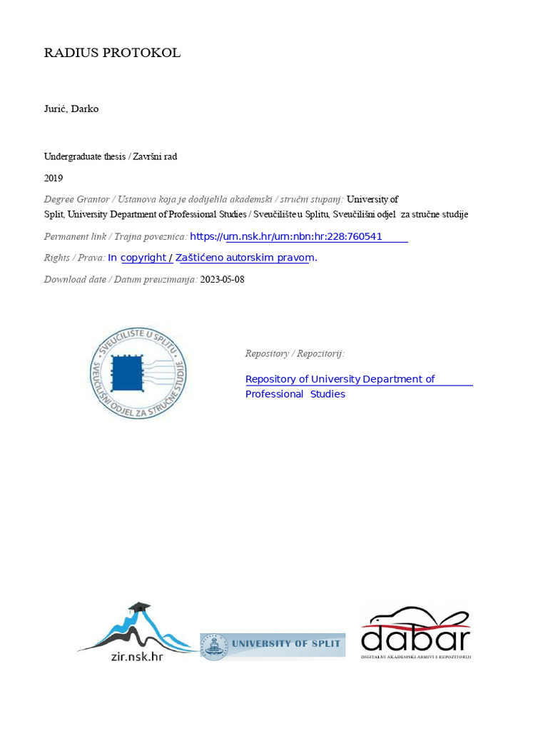 Radius Protokol: Jurić, Darko | PDF