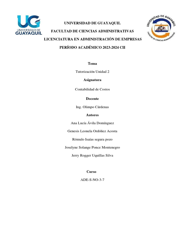 Contabilidad de Costos UNIDAD No 2 | PDF | Costo | Estado de resultados
