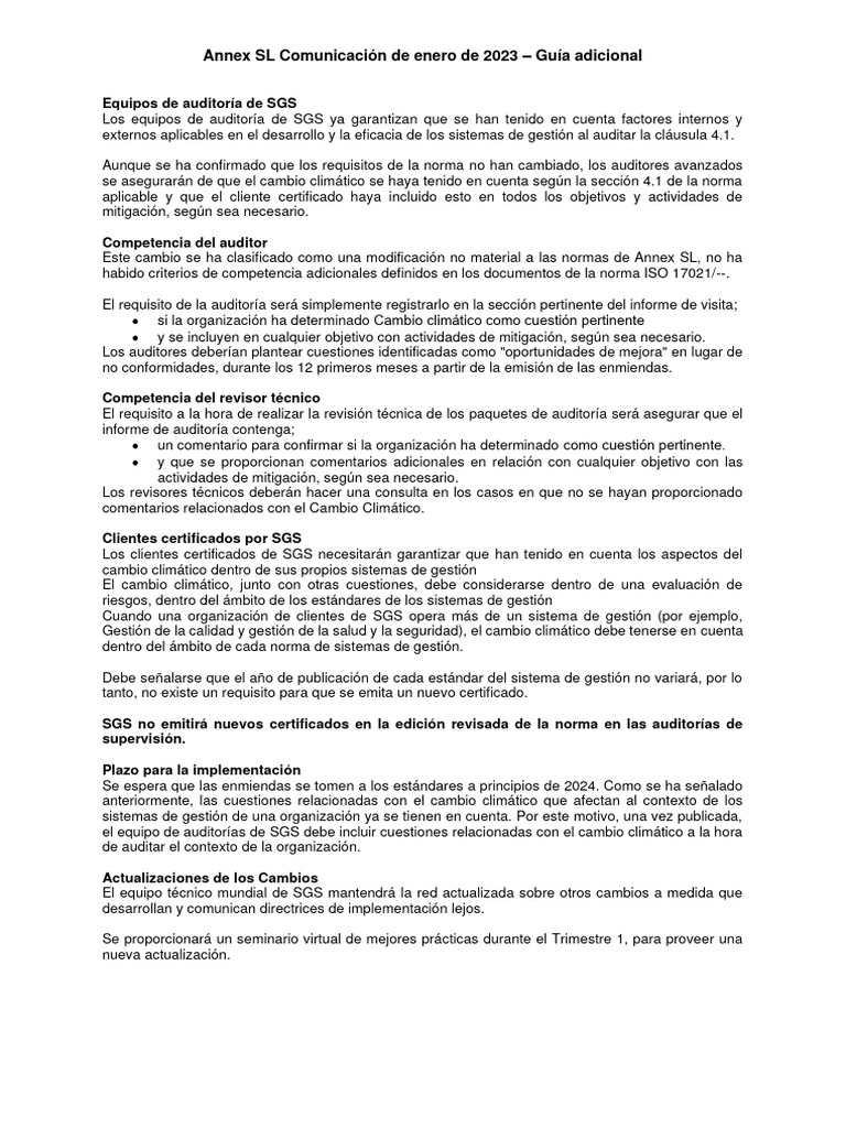 Comunicado de Guia Complementaria Interna Del Annex SL | PDF | Auditoría