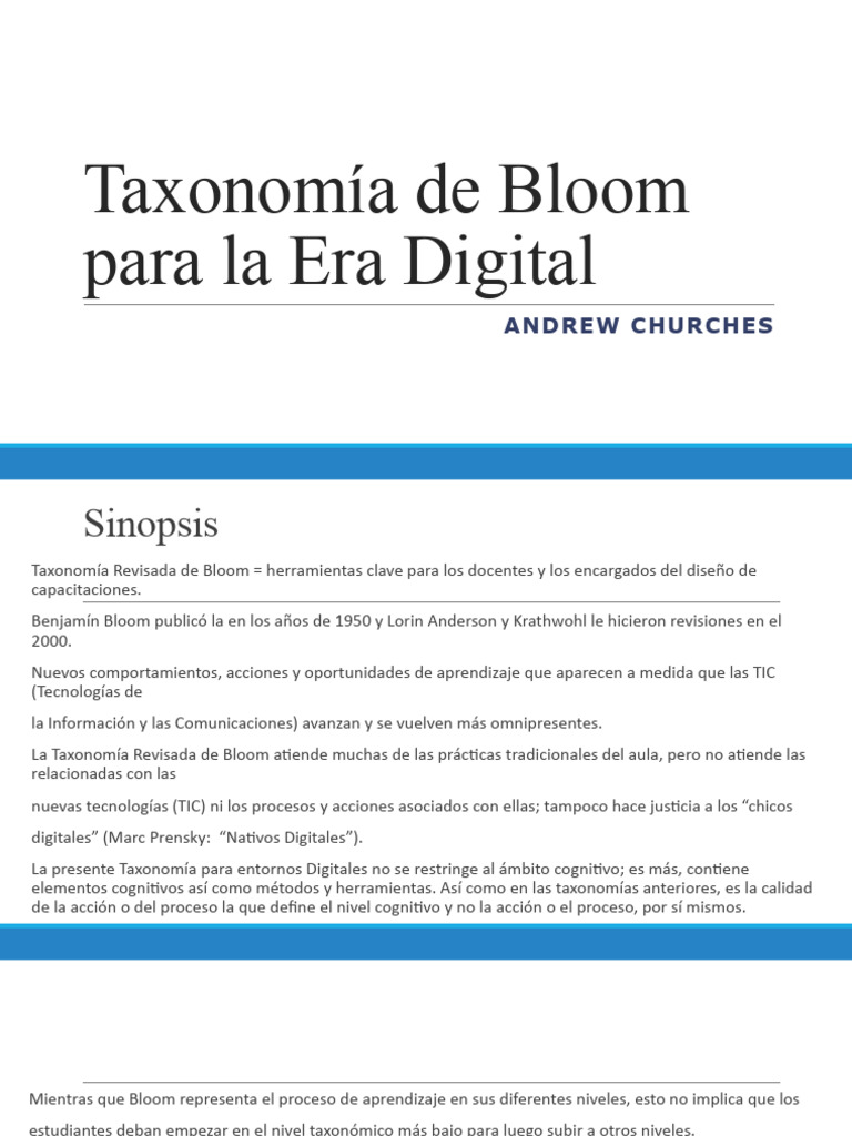 Taxonomía de Bloom para La Era Digital en PP | PDF | Aprendizaje ...