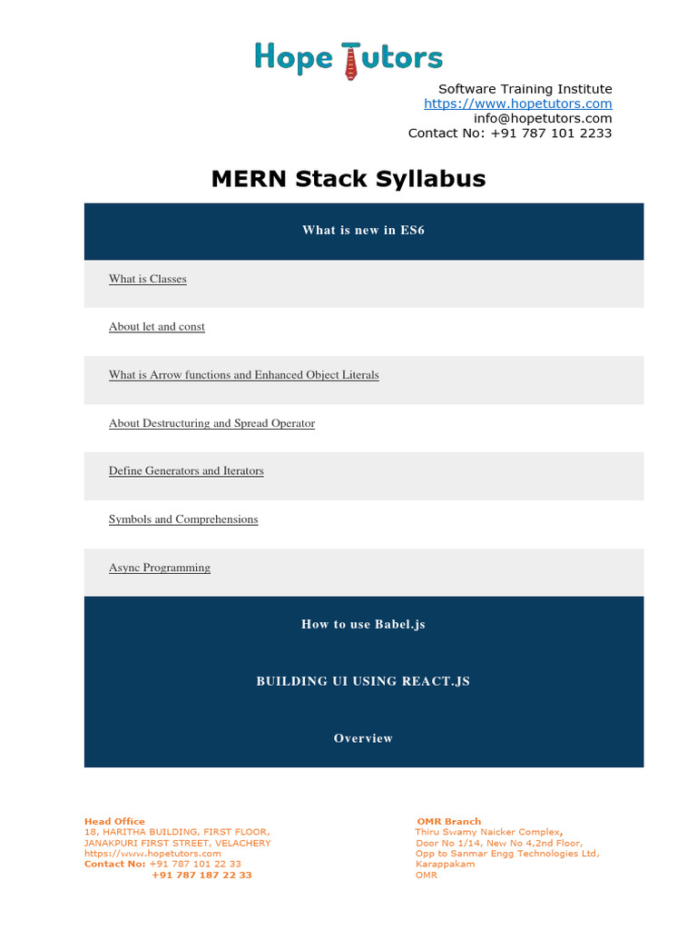 MERN Stack Syllabus Compressed | PDF | Computing | Software Engineering