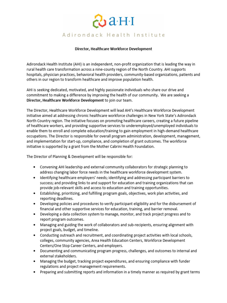 Director, Healthcare Workforce Dev - MCHF - 01-2024 | PDF | Health Care ...