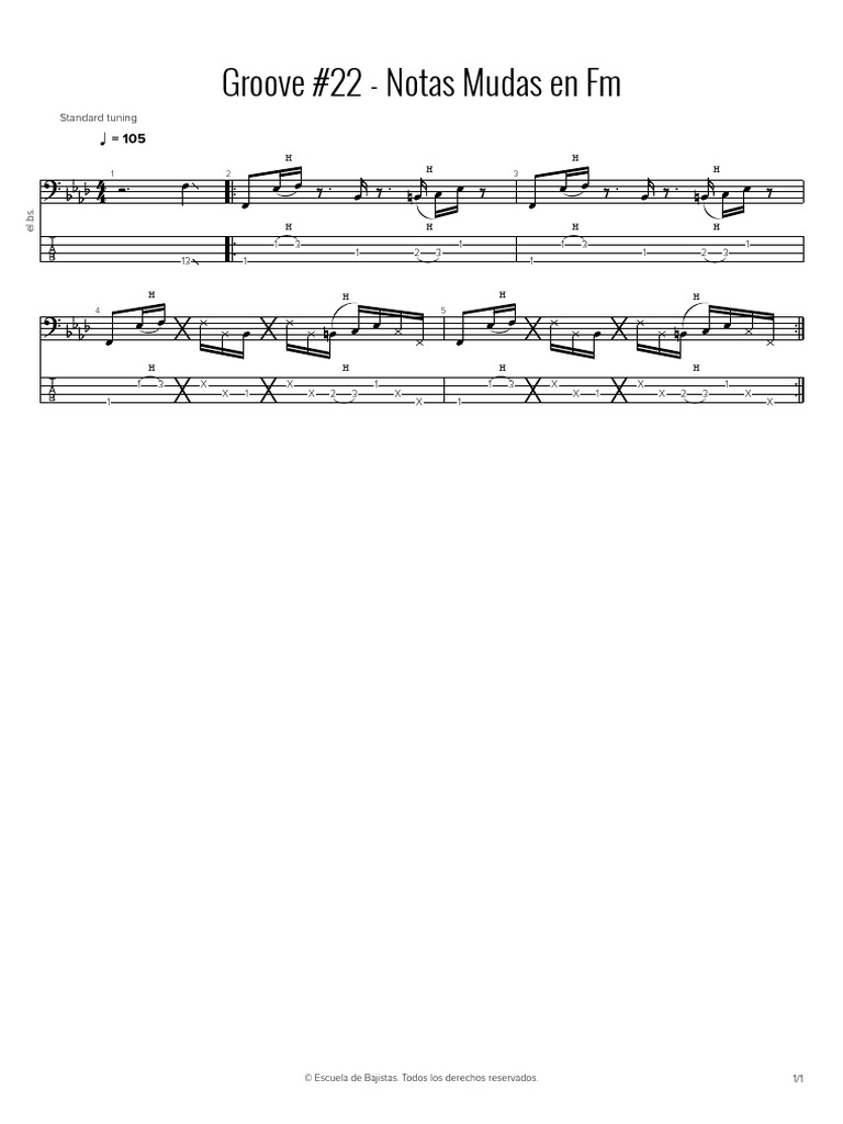 Notas Mudas en Fm para Bajistas | PDF