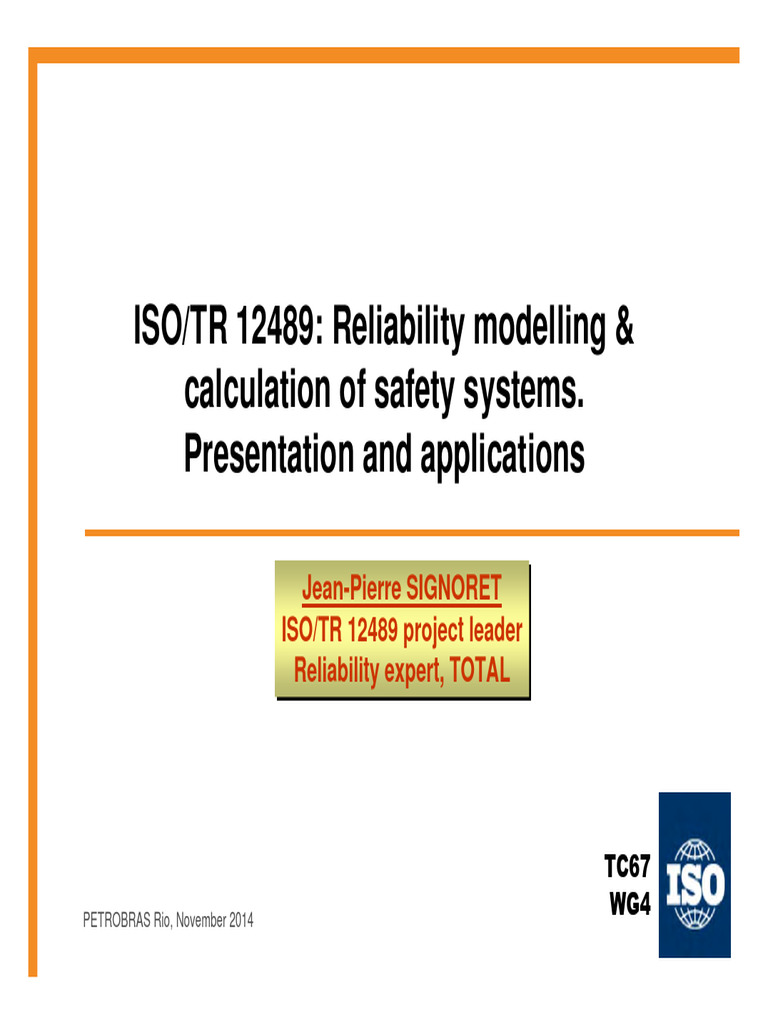 ISO/TR 12489: Safety Systems Reliability | PDF | Reliability ...