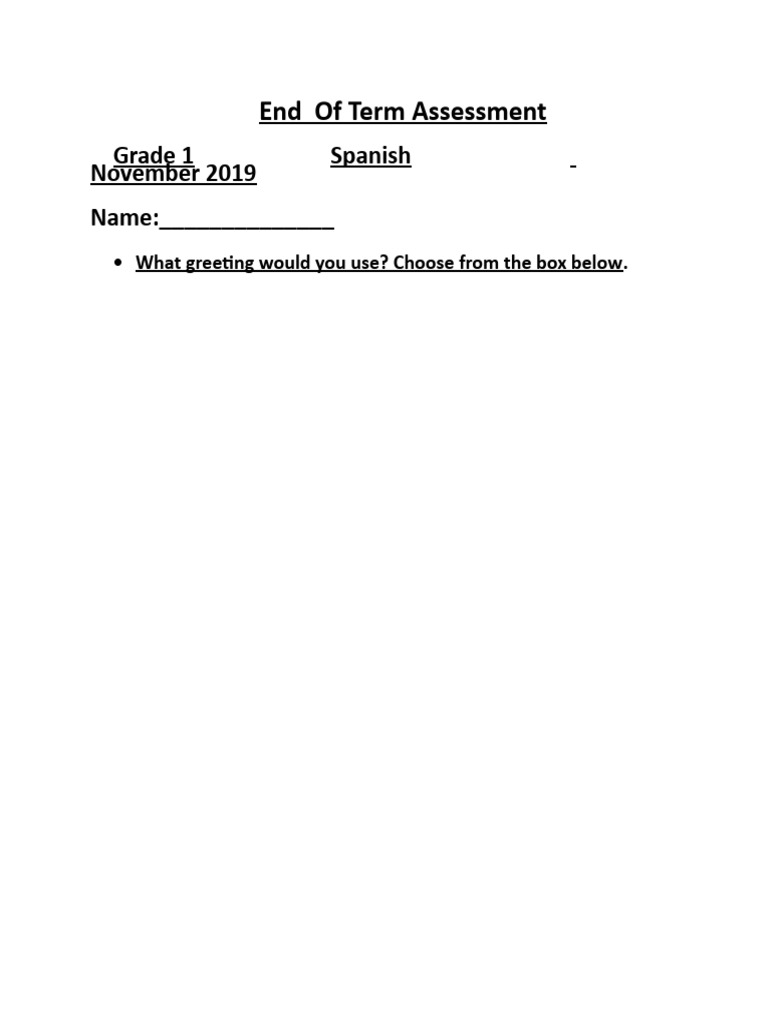 End of Term Assessment Nov. 2019 | PDF