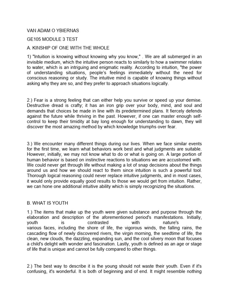 Van Adam O. Ybiernas - AB Pol Sci (GE105 MODULE TEST 3) | PDF ...