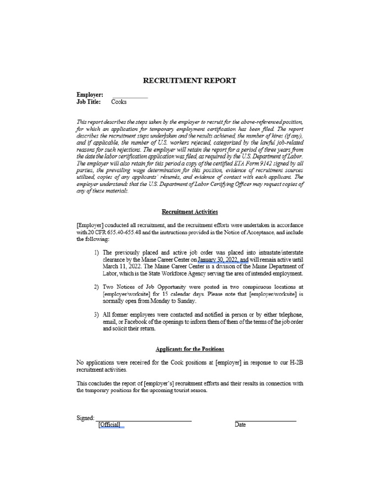 Sample Recruitment Report | PDF