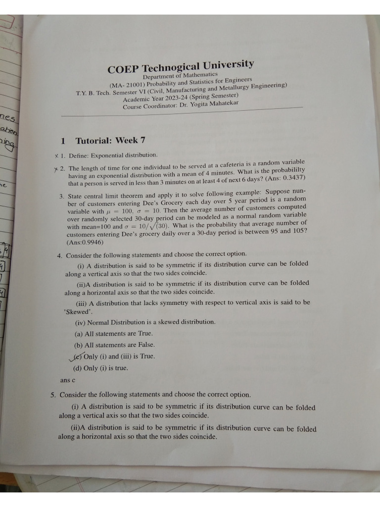 Tutorial 7 PSE | PDF