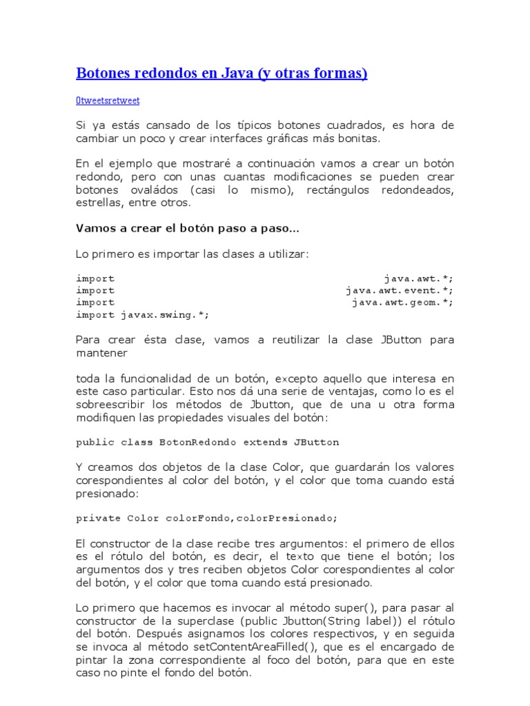 Botones Redondos en Java | PDF | Java (lenguaje de programación) | Desarrollo de software