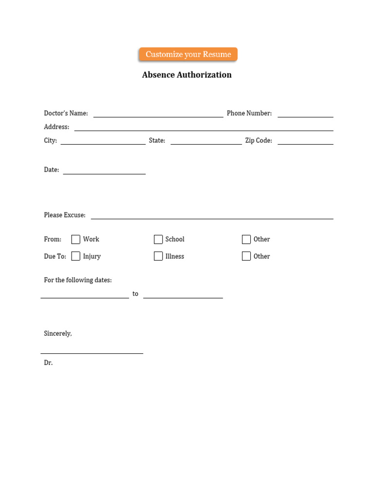 Fill Blank Medical Note Template | PDF