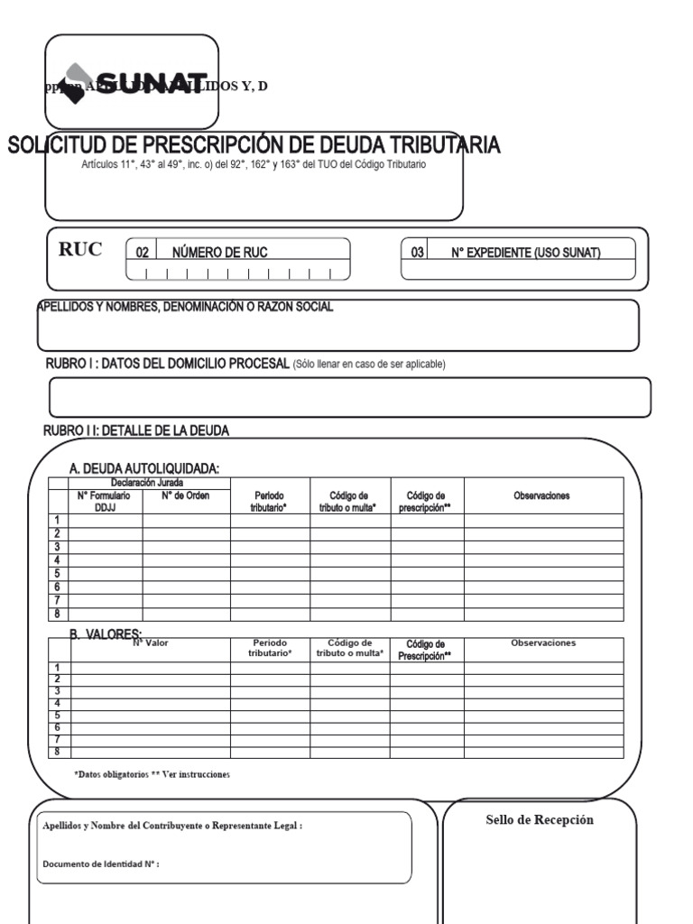 Prescripcion-Formulario Sunat | PDF | Estatuto de limitaciones | Justicia