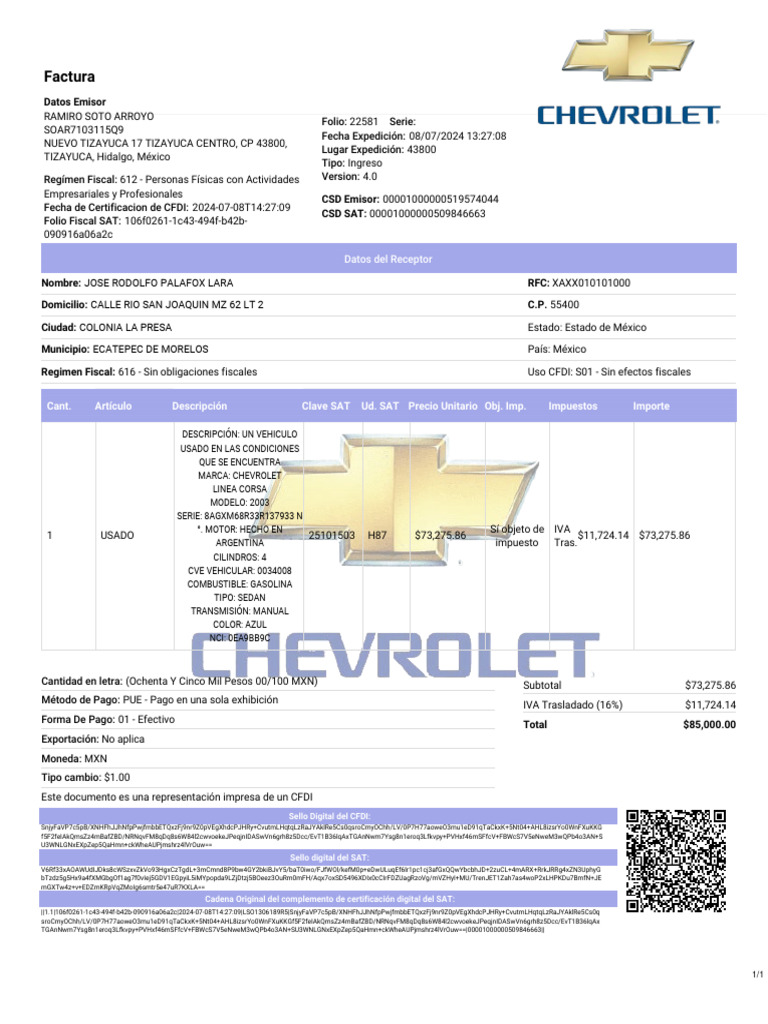 Refactura Chevrolet Corsa | PDF | Vehículo de motor | Coche