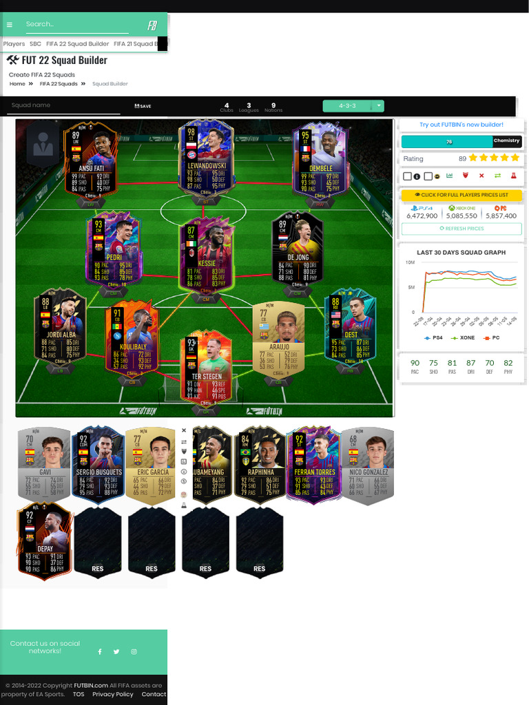 FIFA 22 Squad Builder FUTBIN | PDF | Fc Barcelona