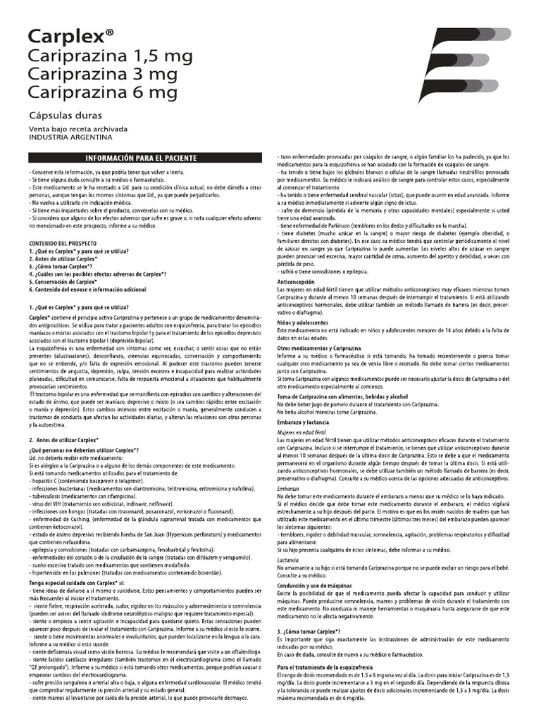 Prospecto Carplex 1 | PDF