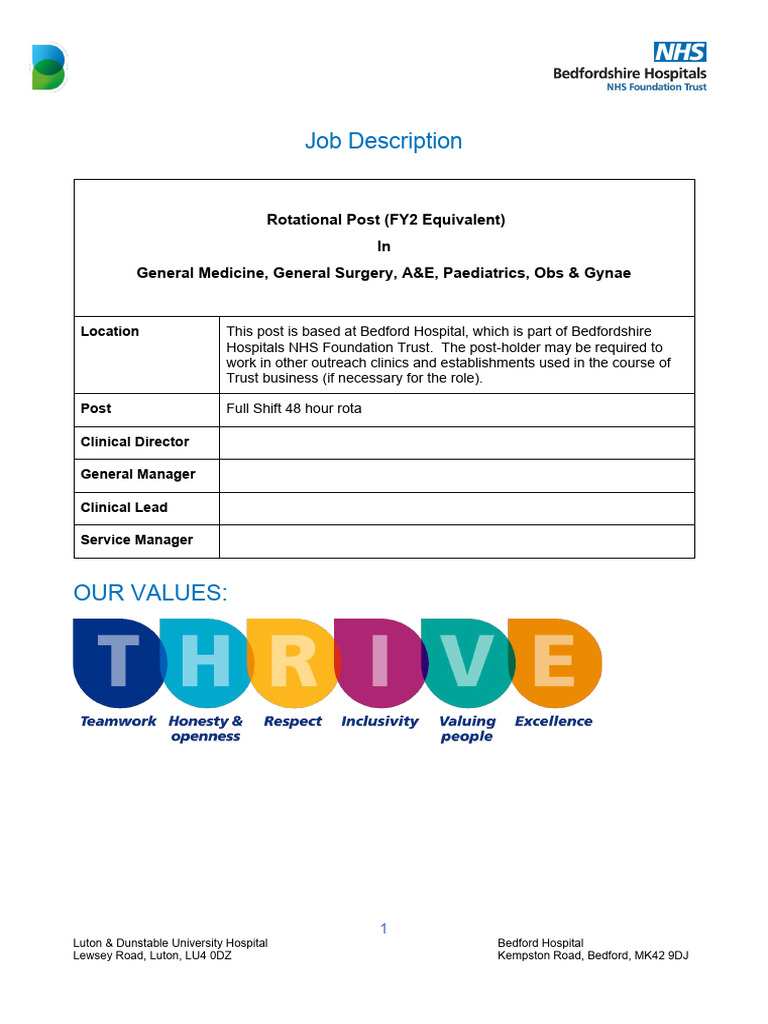 416-JNR082 - Clinical Fellow Rotational Post Job Description & Pers ...