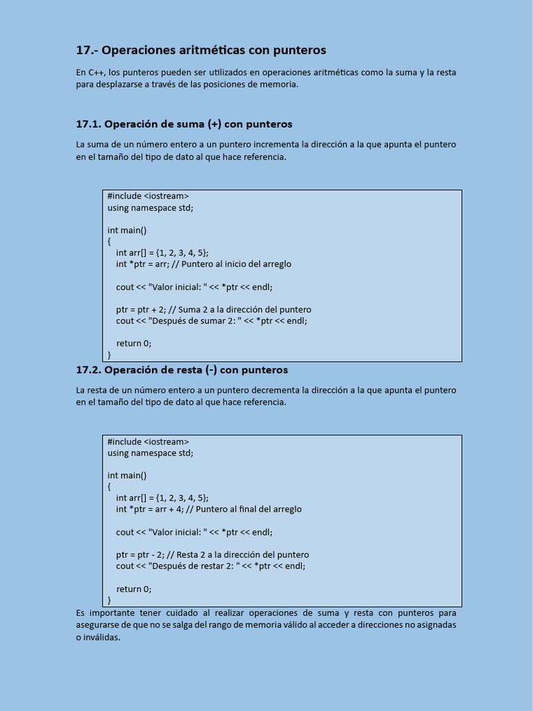 Operaciones Aritméticas Con Punteros | PDF