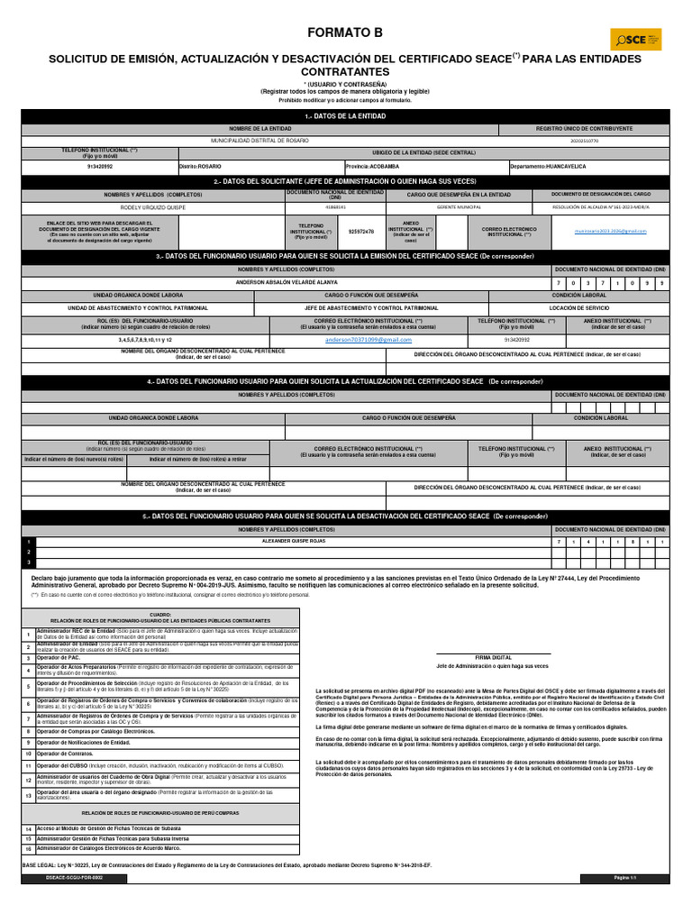 Formato B | PDF | Documento de identidad | Gobierno