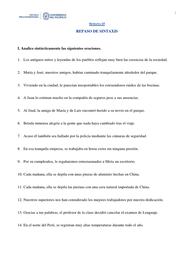 15b Repaso de Sintaxis | PDF | Sintaxis | Lingüística
