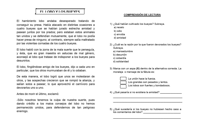 Lectura El Lobo y El Buey | PDF