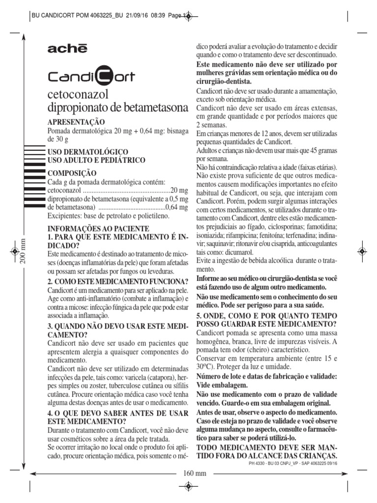 Bula Paciente Candicort Pomada | PDF | Infecção | Remédio