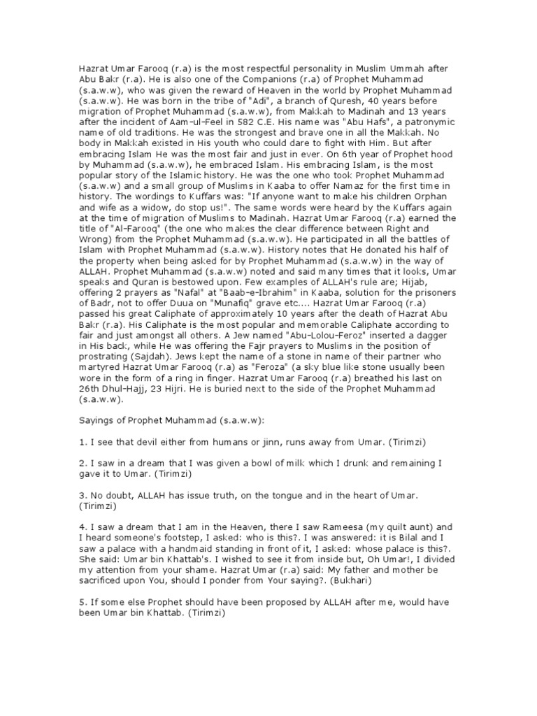 Hazrat Umar Farooq | PDF | Umar | Muhammad