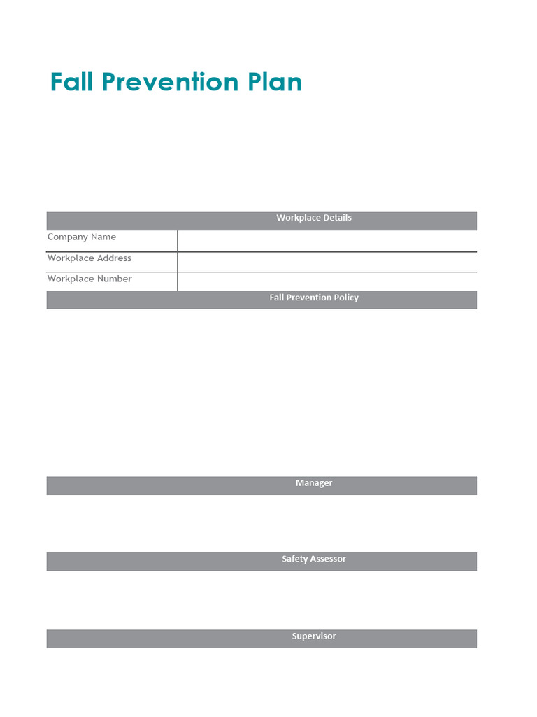 Fall Prevention Plan 2 | PDF | Personal Protective Equipment | Labor ...