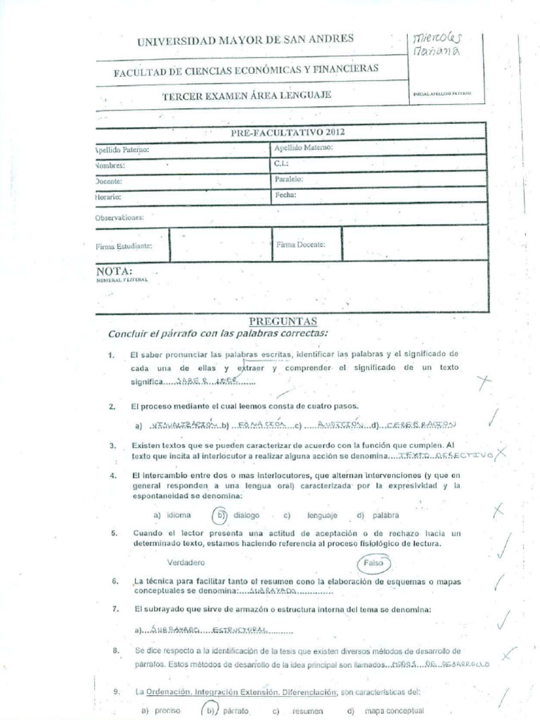 Tercer Parcial Lenguaje - Wap | PDF