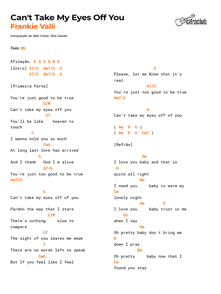 Frankie Valli - Can't Take My Eyes Off You | PDF