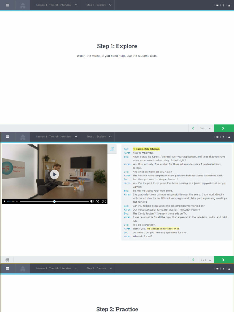 Lesson 1 The Job Interview | PDF