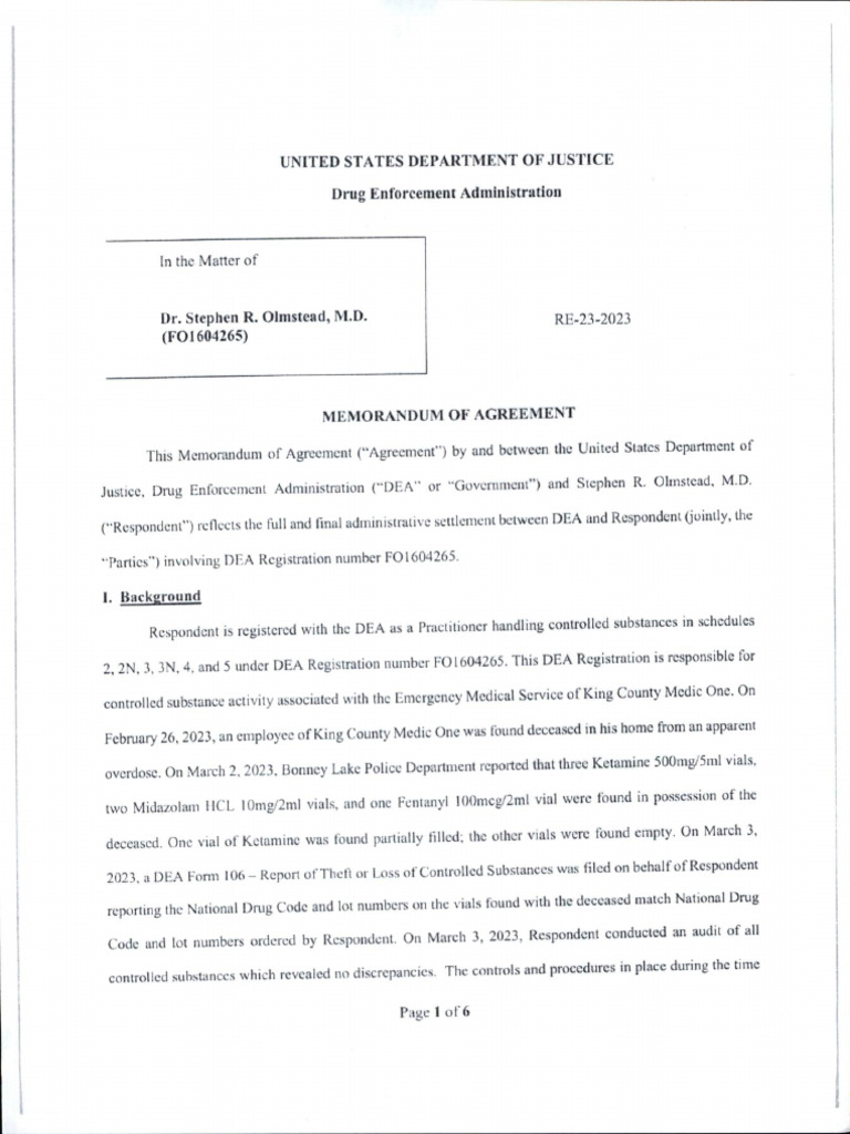 DEA Memorandum of Agreement | PDF