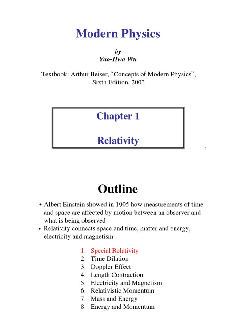 Chapter1 Relativity | PDF | Special Relativity | Electronvolt