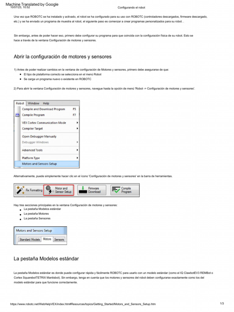Configuring The Robot | PDF | Ventana (informática) | Sensor