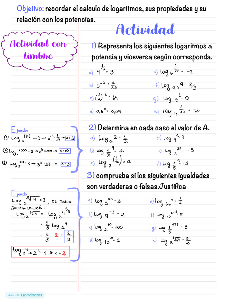 Actividad Logaritmos | PDF | Funciones y mapeos | Combinatoria