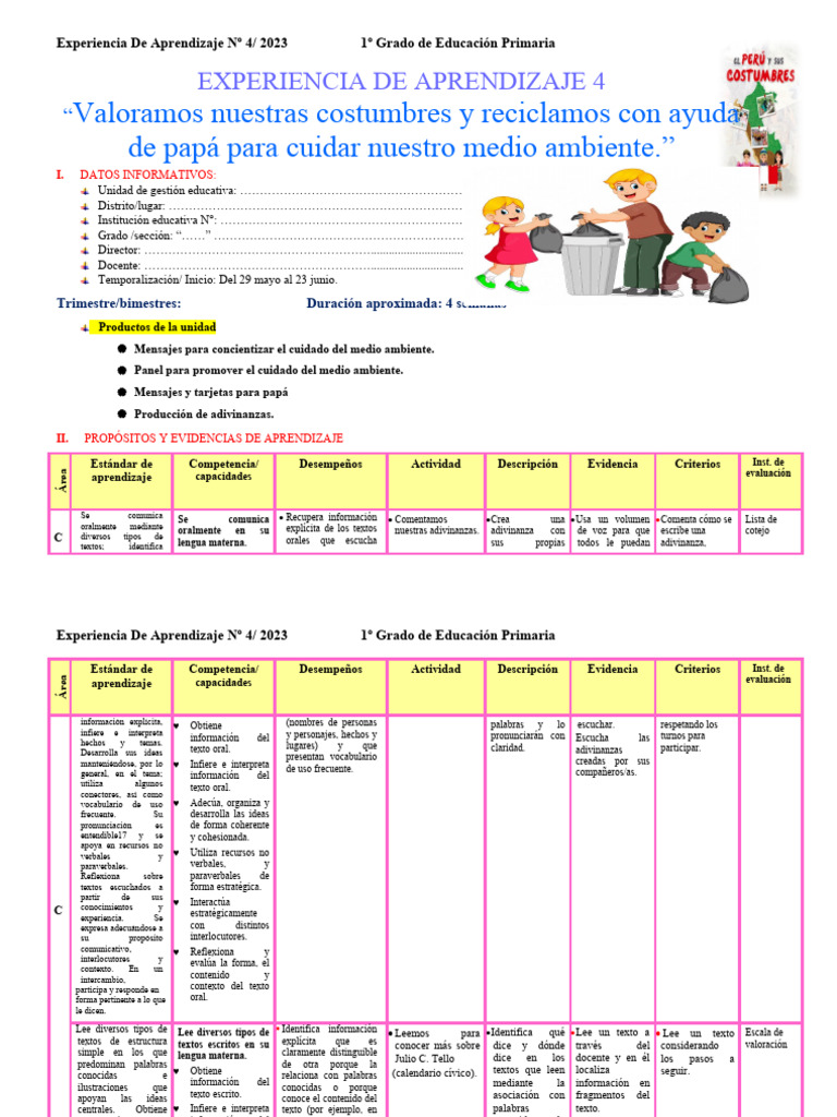 Experiencia De Aprendizaje 4 1er Grado Copia Pdf Geometría