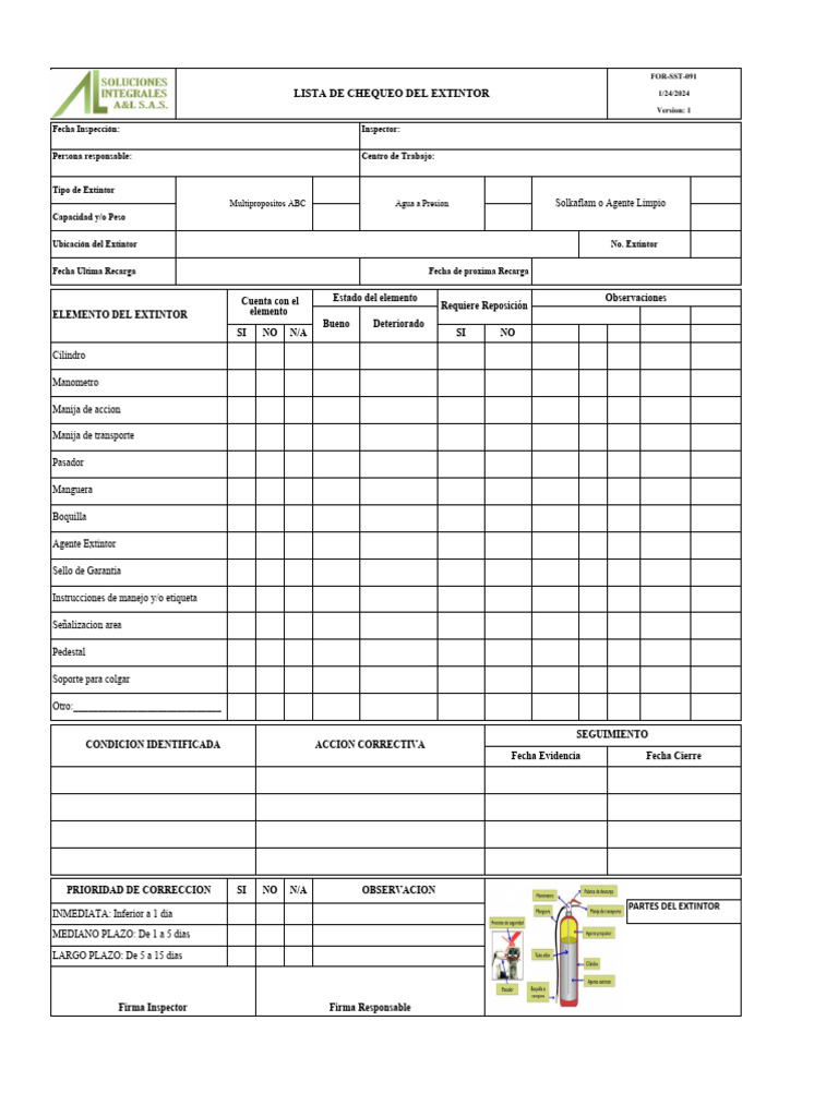 For-Sst-091 Check List Extintor | PDF | Bienes manufacturados | Equipo