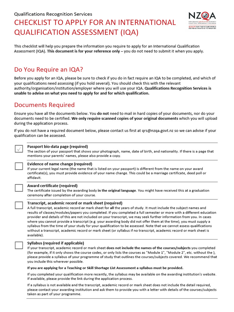 Checklist For IQA Application 200210 | PDF | Apprenticeship | Academic ...