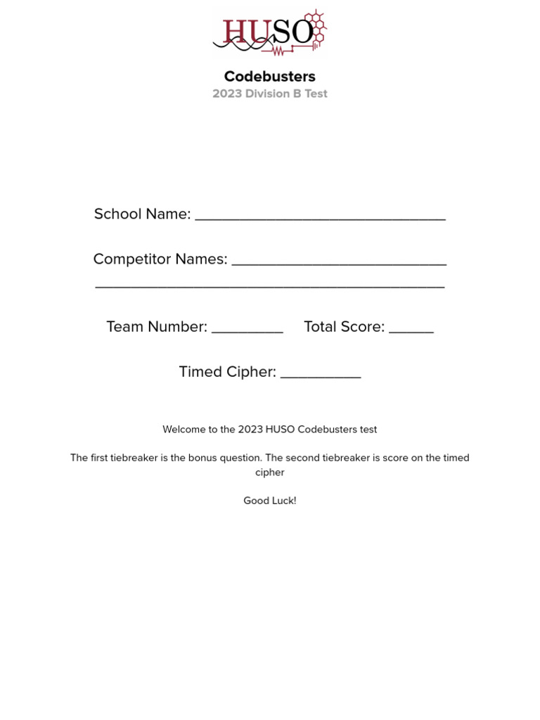 2023 Div B Codebusters Test | PDF | Espionage Techniques | Computer ...