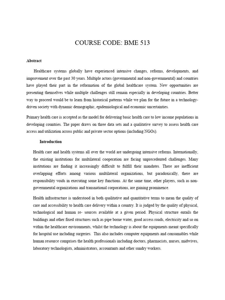 Hospital Structure Lecture Course Biomedical Engineering | PDF | Health ...