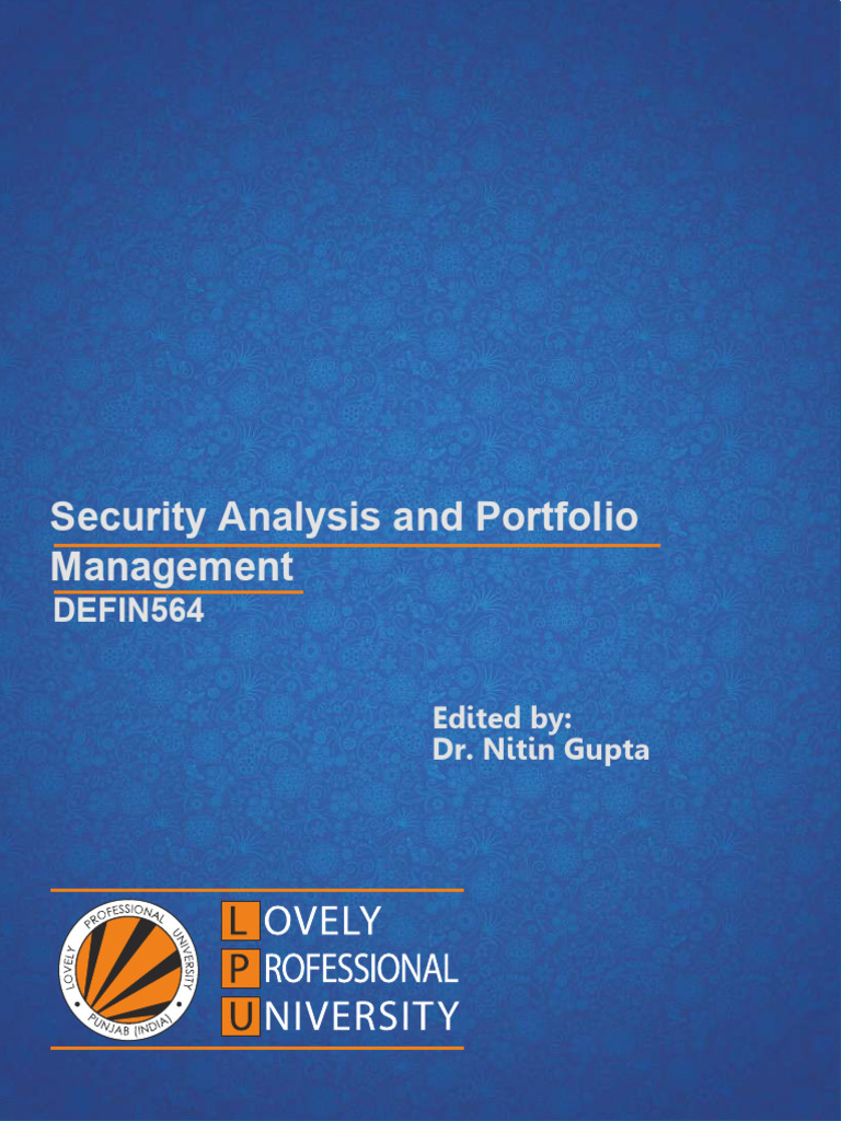 Defin564 Security Analysis and Portfolio Management | PDF | Investing ...
